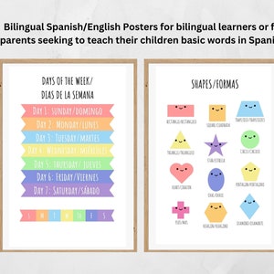 10 Bilingual Educational Posters for Kids in Spanish/english READY TO ...