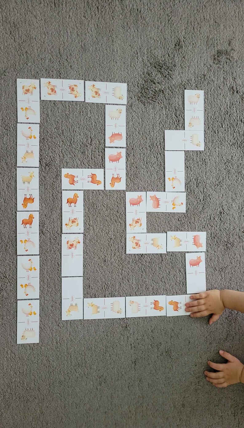 DOMINO GAME Farm Animals, Farm Animals Dominoes, Animal Pdf Instant ...