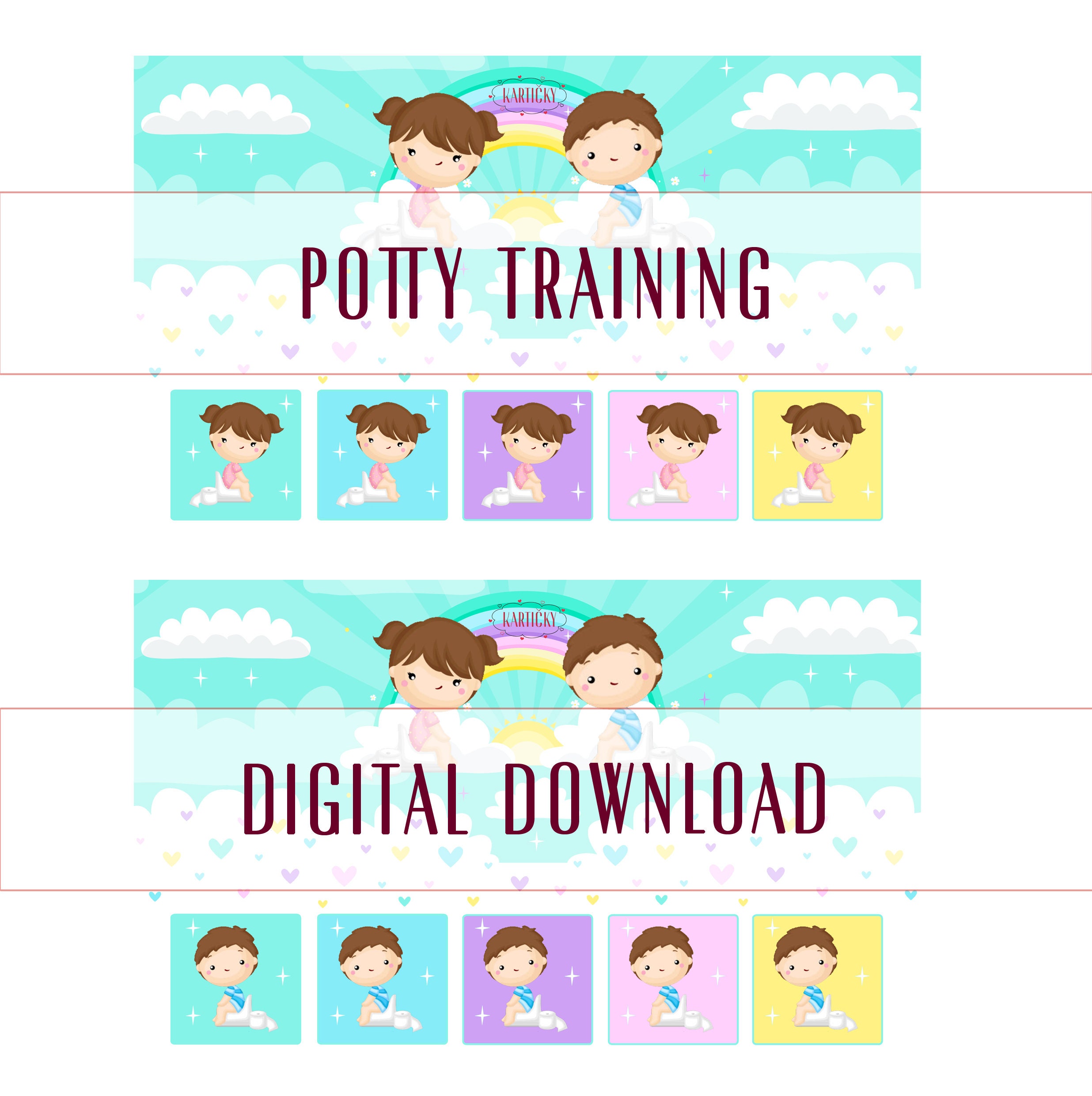 Potty Training Chart, Toilet Training, Printable Motivation for ...