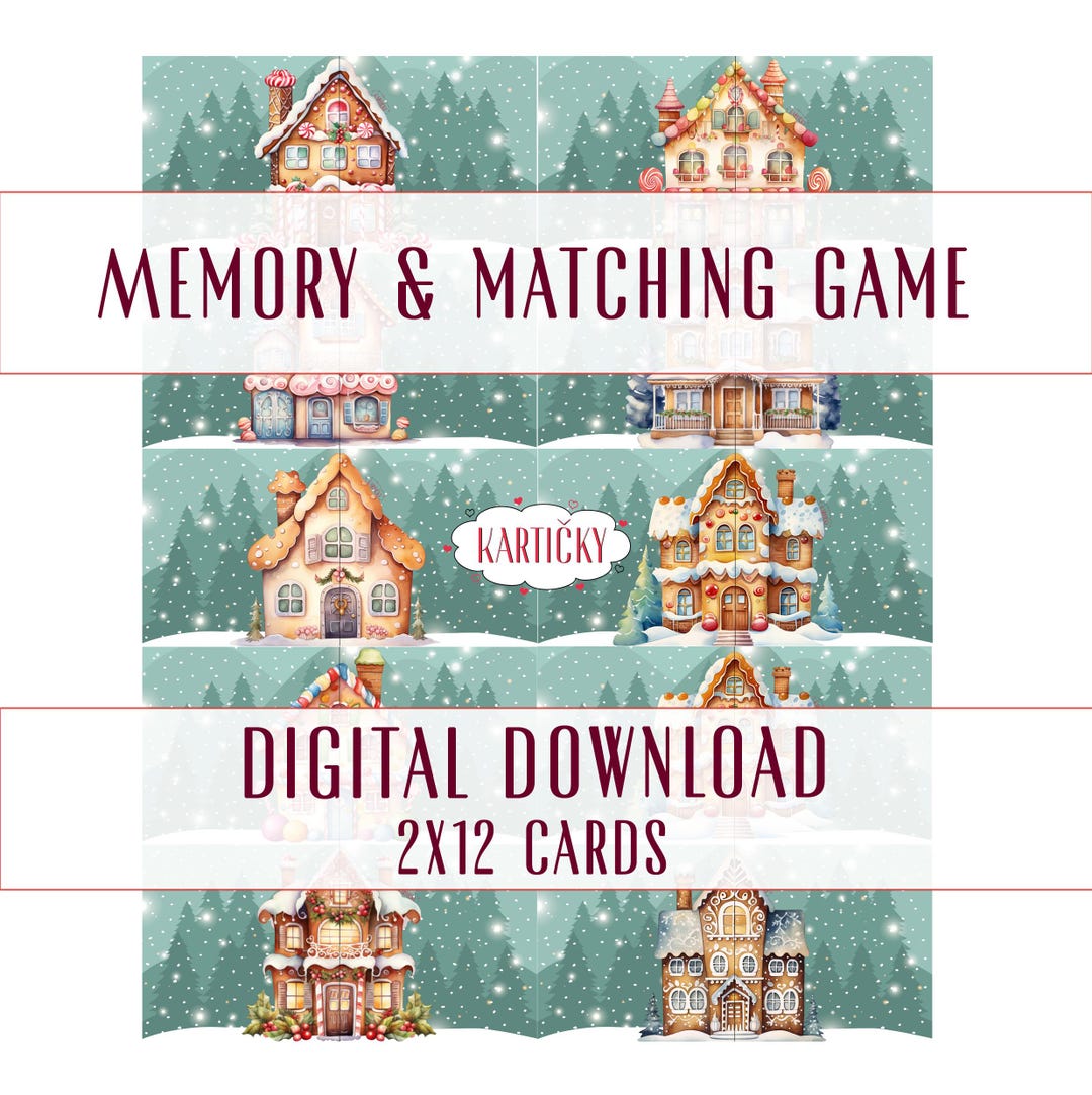 Christmas Printable Cards, Memory Game for Kids, Ginger Bread Houses ...