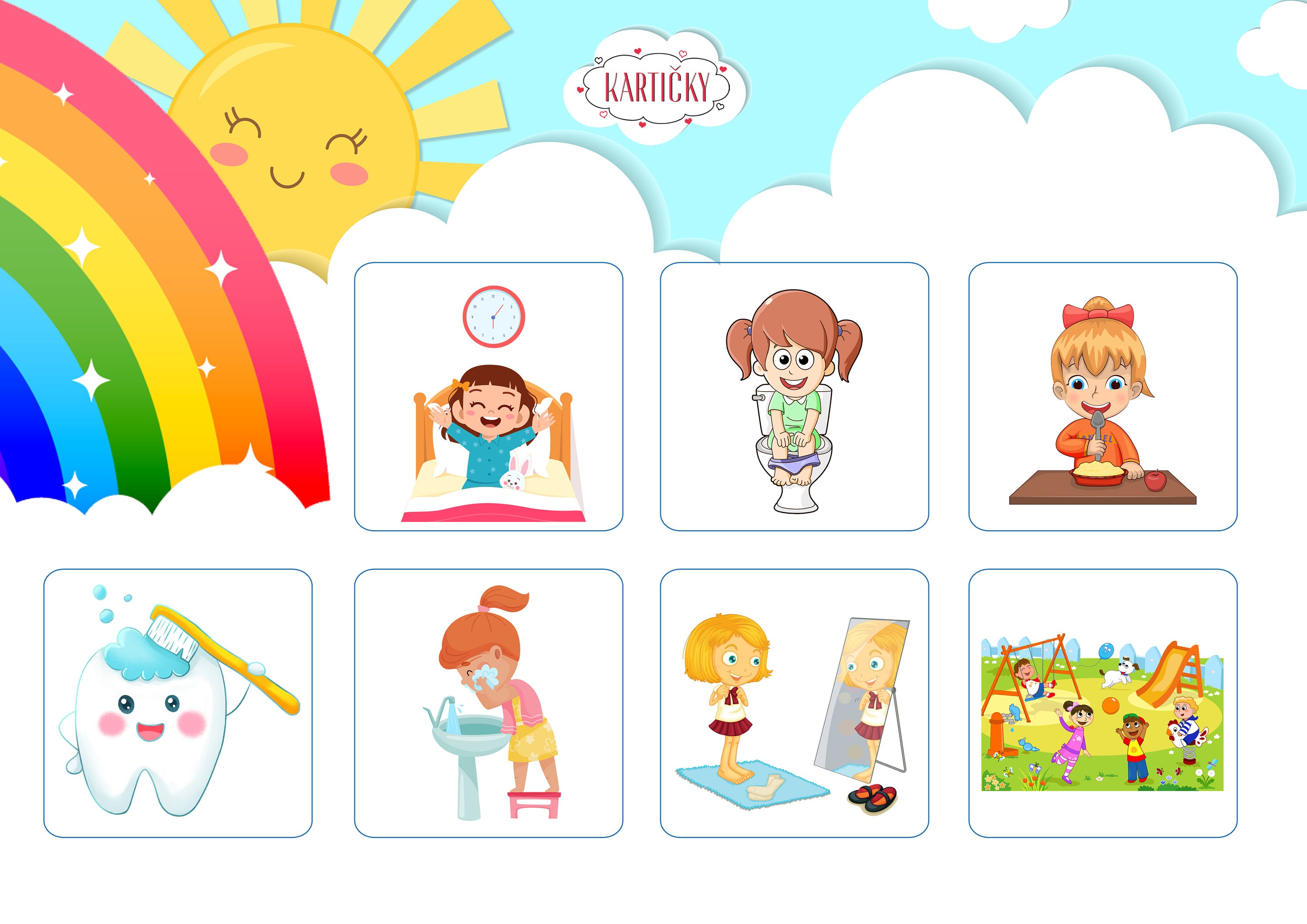 Printable GIRL Routine Chart, Daily Visual Schedule for Kids, Morning ...