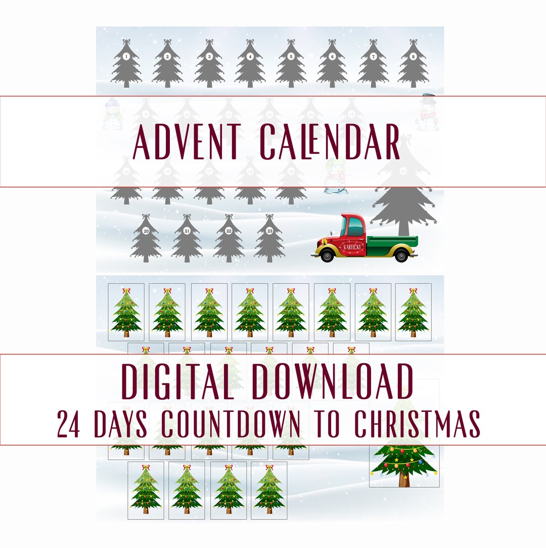 Printable Kids Advent Calendar, Christmas Countdown for Kids, Holiday ...