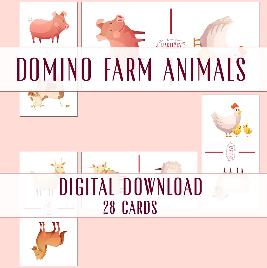 DOMINO GAME Farm Animals, Farm Animals Dominoes, Animal Pdf Instant ...
