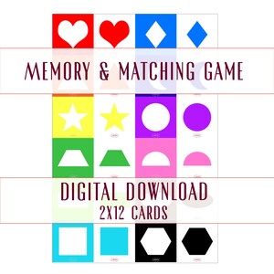 Printable Colors and Shapes Matching Game, Memory Flashcards, Printable ...