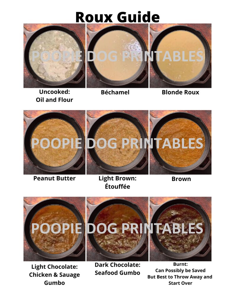 Roux Guide Roux Color Chart Roux Recipe Roux Instructions - Etsy