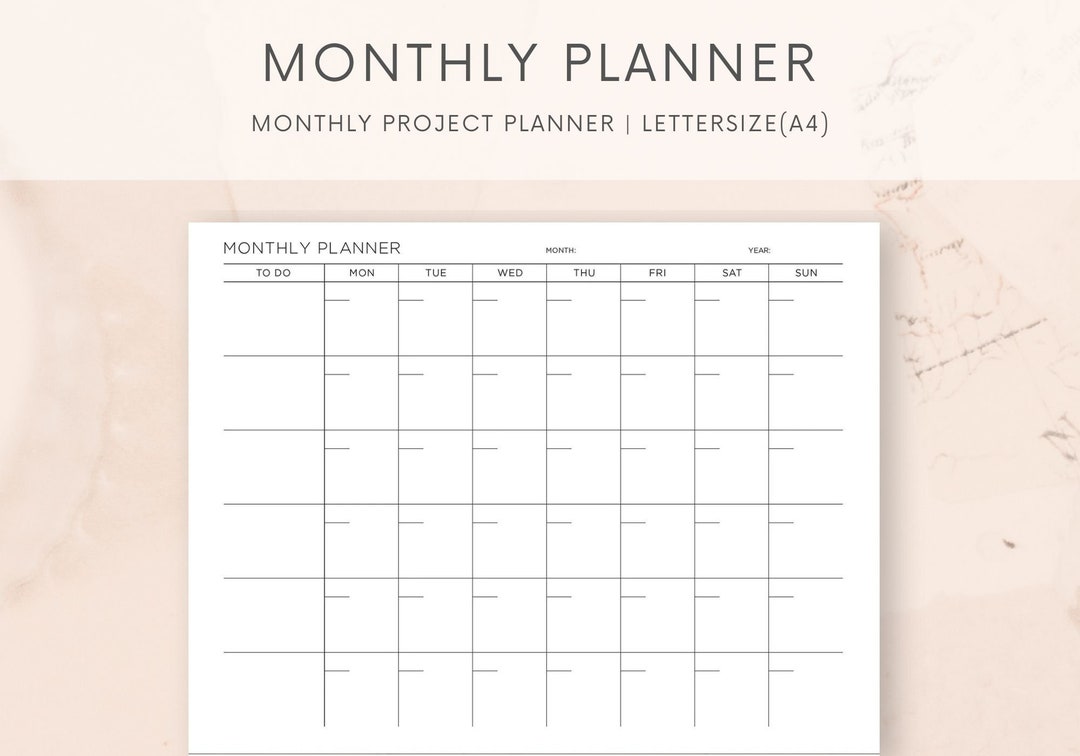 Monthly Printable Planner Minimalist Light to Do List Monthly Agenda 8. ...