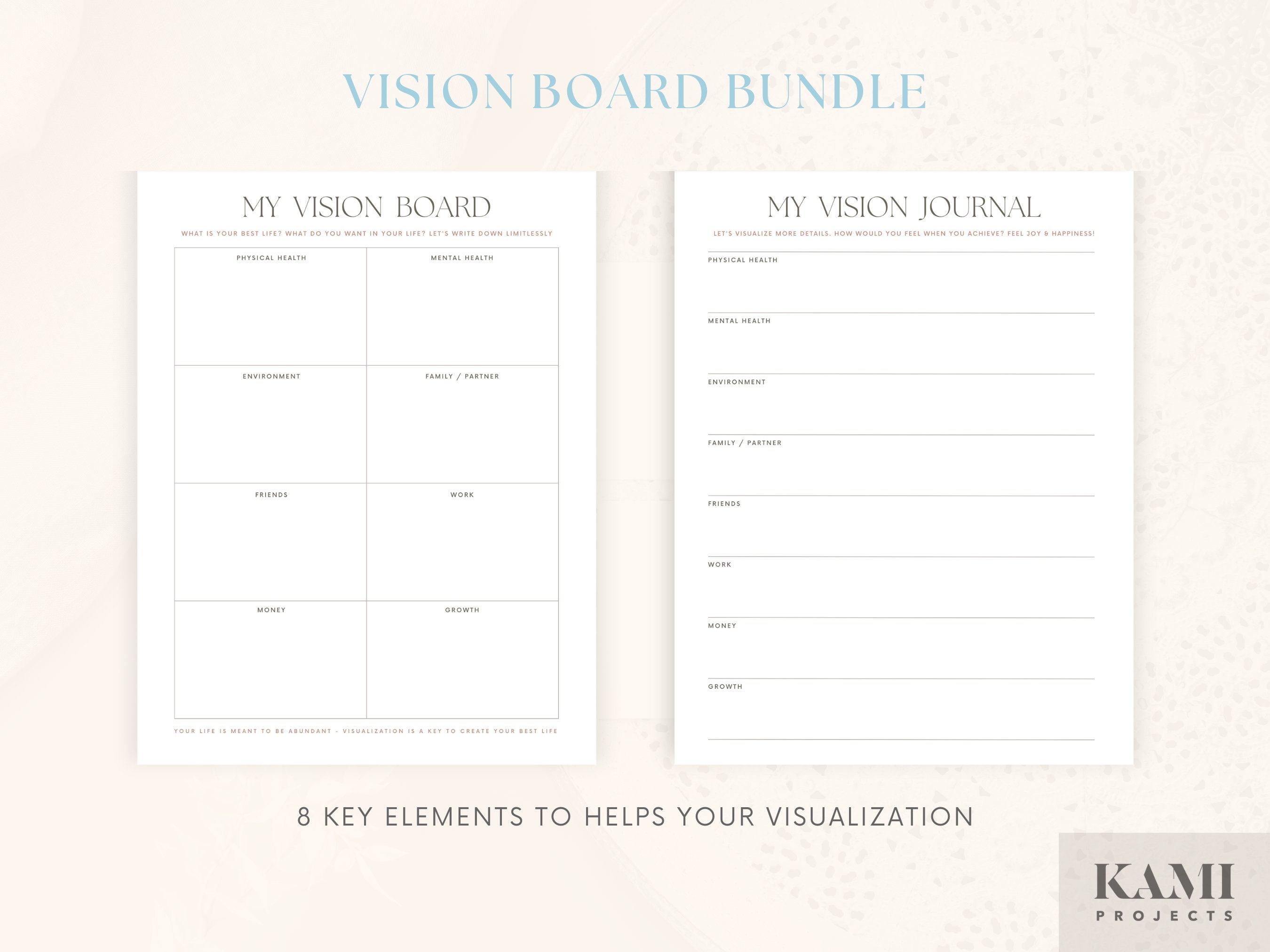 Vision Board Visualization Bundle Printable Vision Journal Dream List ...