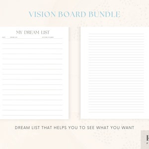 Vision Board Visualization Bundle Printable Vision Journal Dream List ...