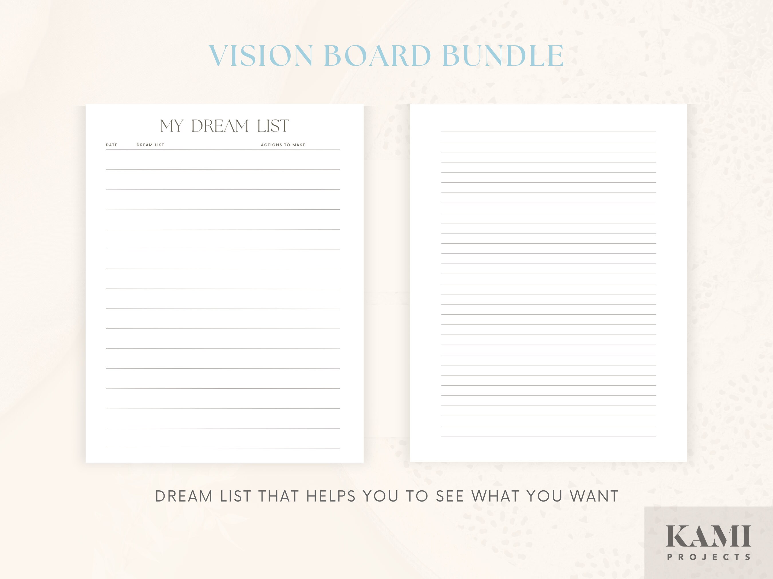Vision Board Visualization Bundle Printable Vision Journal Dream List ...