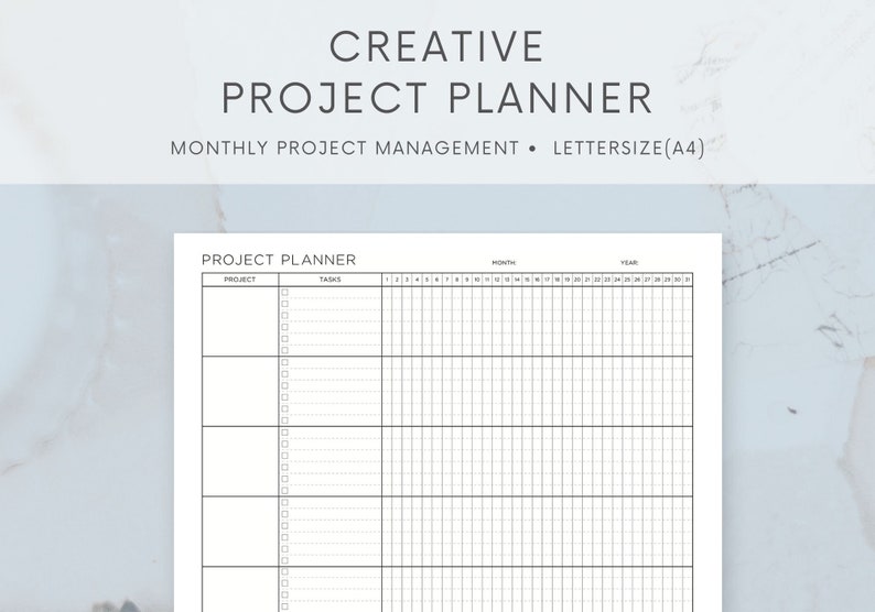 Creative Project Printable Planner | Minimalist - Light | Monthly ...