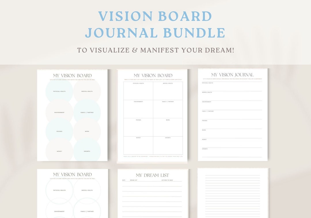 Vision Board Visualization Bundle Printable Vision Journal Dream List ...