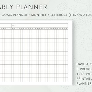 Yearly Printable Planner | Goals Setting | Yearly Agendas | Minimalist ...