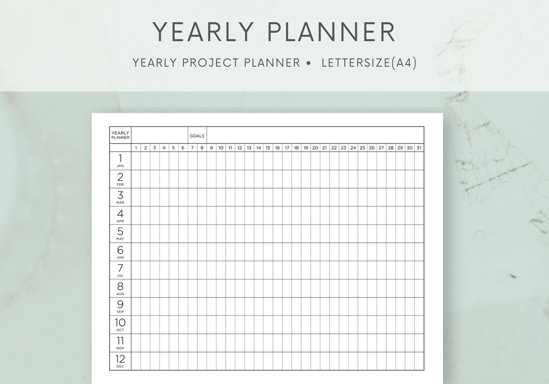 Yearly Printable Planner | Goals Setting | Yearly Agendas | Minimalist ...