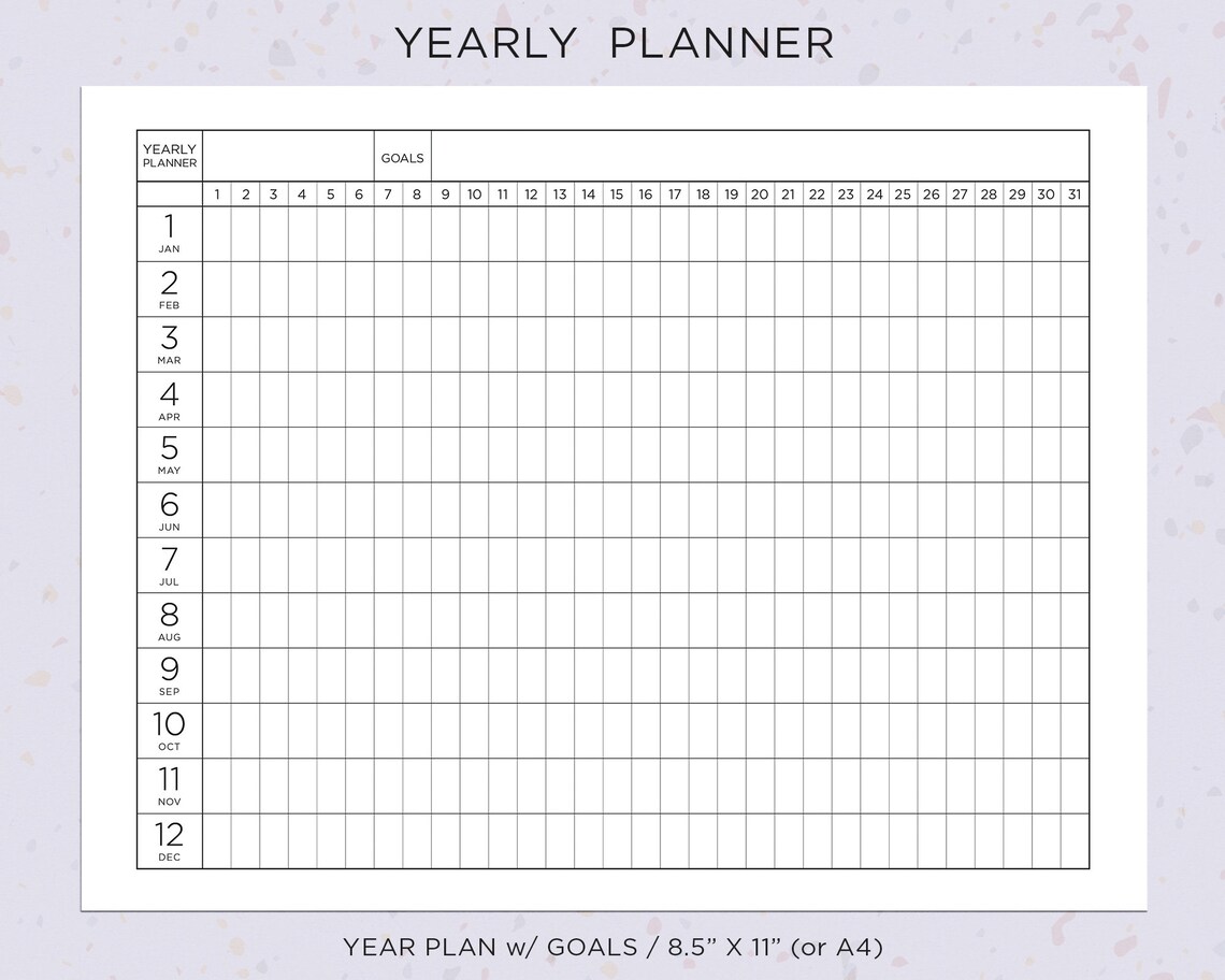 Yearly Printable Planner Goals Setting Yearly Agendas - Etsy