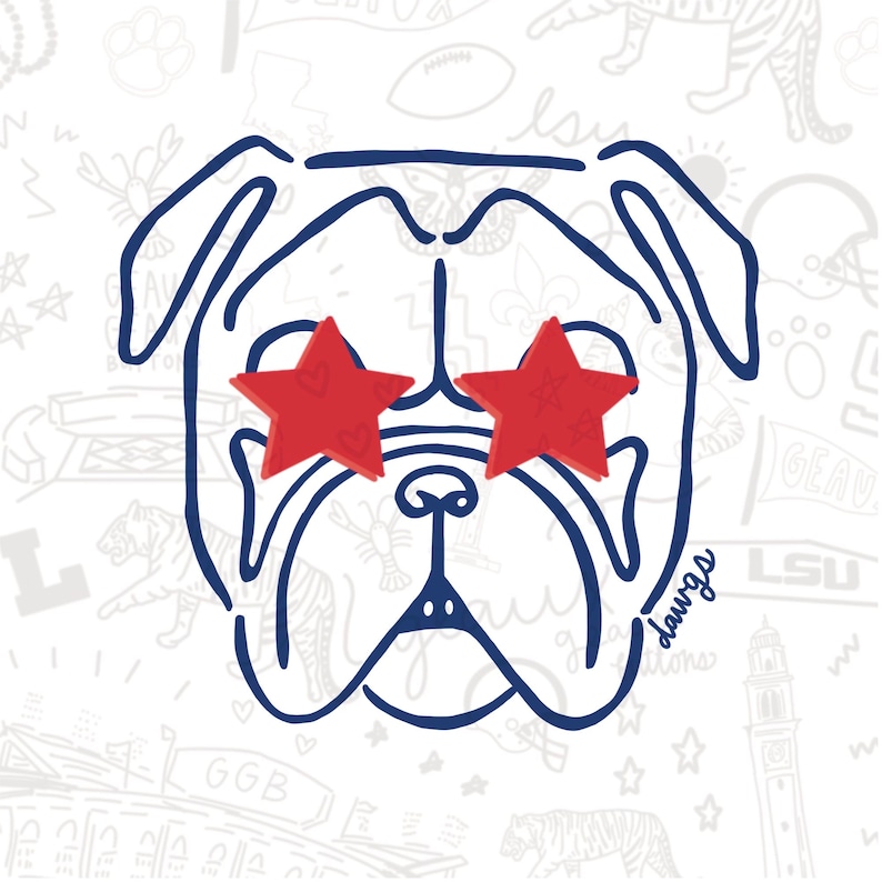 Star Eyed Bulldog, Dawgs, Blue Red, Digital Download Only, PNG, JPEG, 2 ...