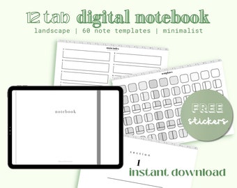12 Tab Hyperlinked Digital Notebook DARK MODE Dot Grid - Etsy