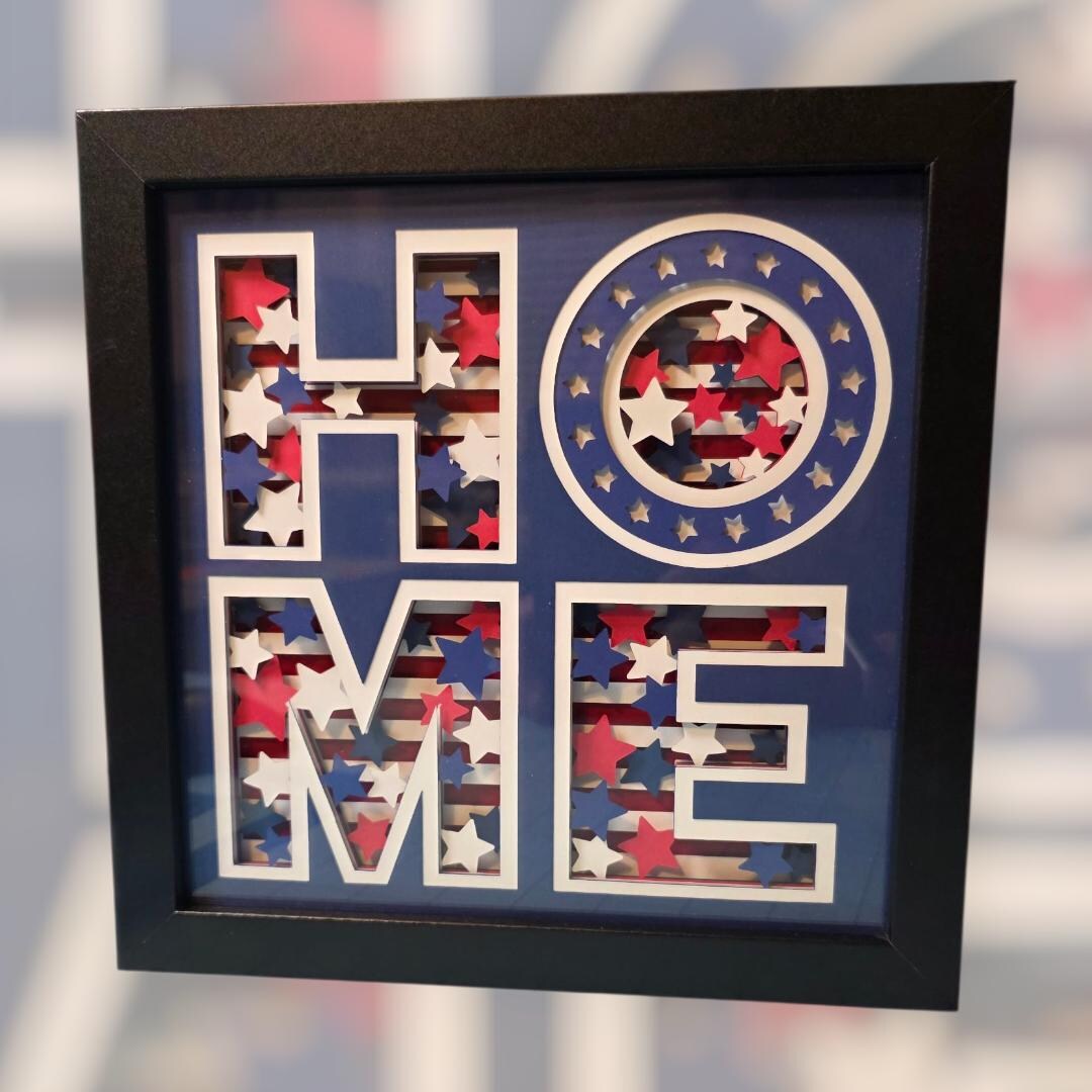 Fourth of July HOME Shadow Box - Etsy
