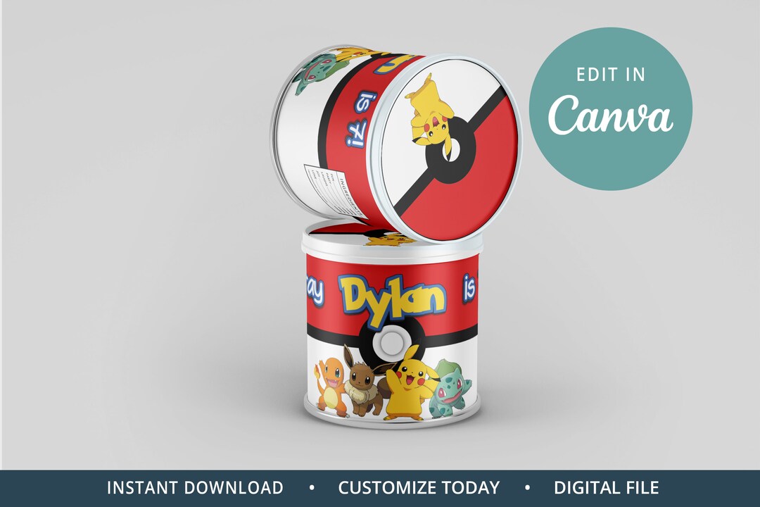 Pokémon Pringles Wrappers Edit in Canva Instant Download Pokemon ...