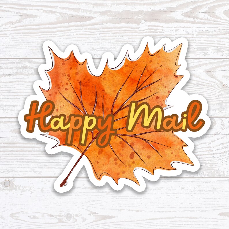 Fall Leaf Happy Mail Packaging Sticker Autumn Fall Mailing - Etsy