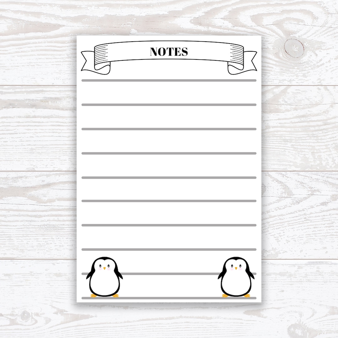 Black and White Cute Penguin Memo Pad or Memo Sheets, Handmade Memo Pad ...