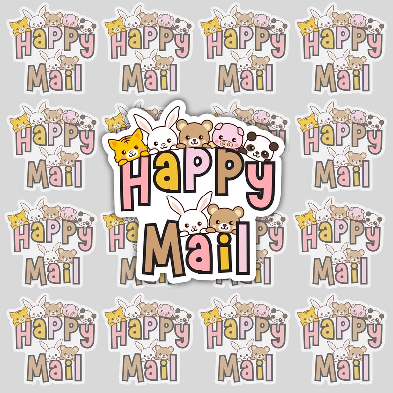 Cute Animal Happy Mail Sticker, Happy Mail Packaging Sticker, Mailing ...