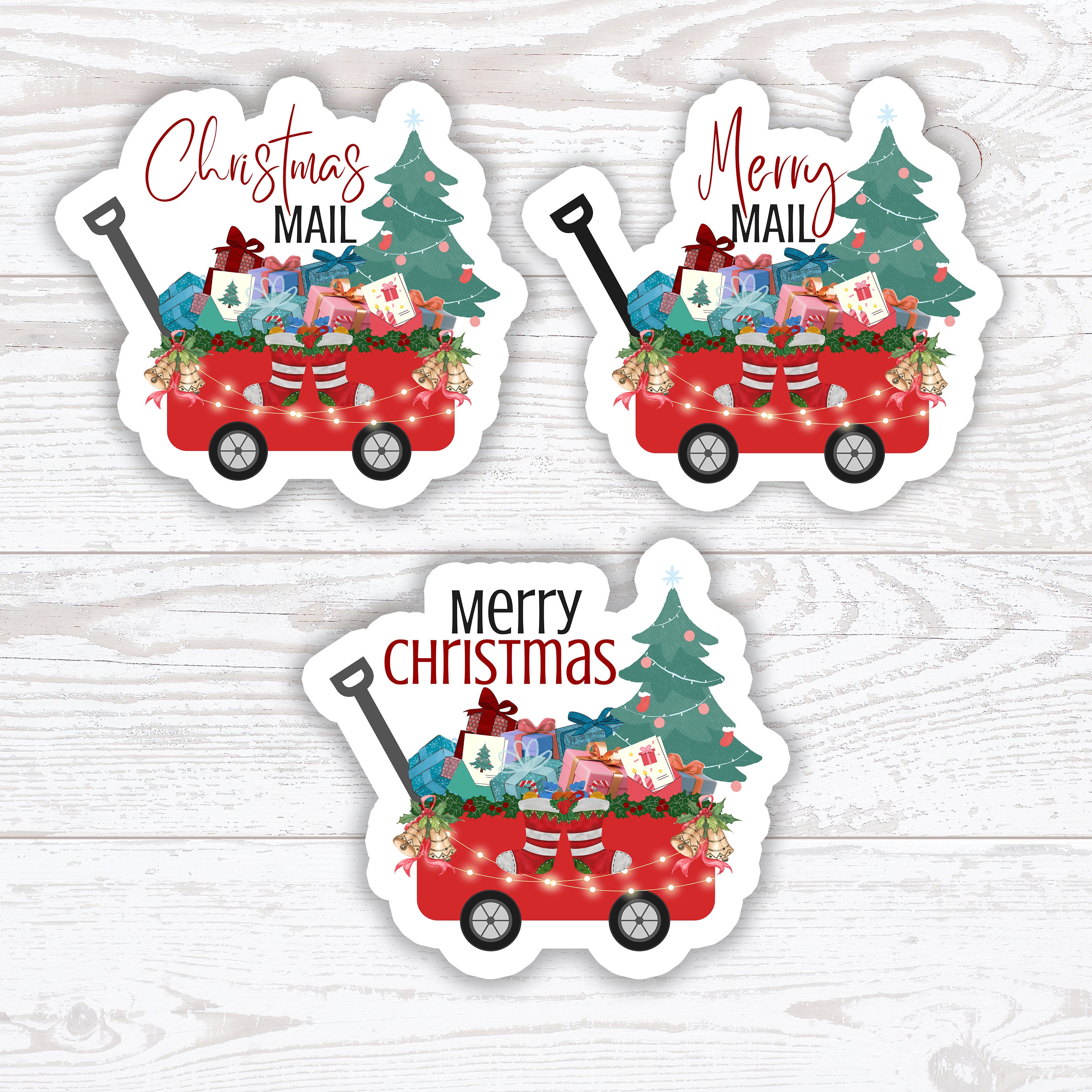 Christmas Presents Happy Mail Sticker Label, Christmas Gifts Packaging ...