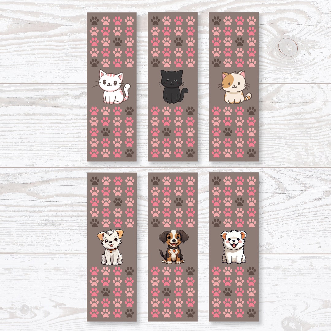 Cat Bookmarks, Dog Bookmarks, Cute Kittens, Cute Puppies, Double Sided ...