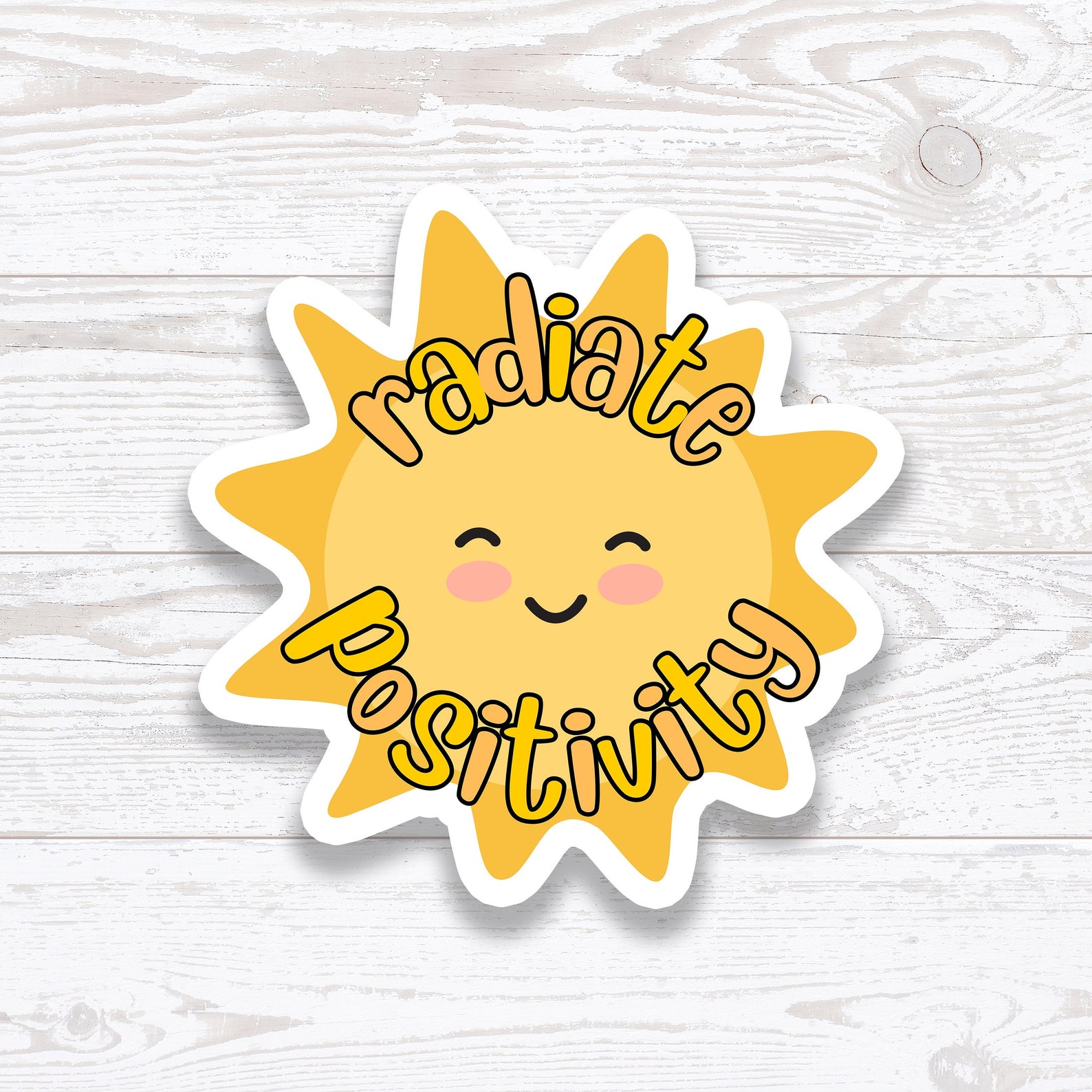 Radiate Positivity Sun Vinyl Sticker, Bright Sunny Happy Sun Sticker ...