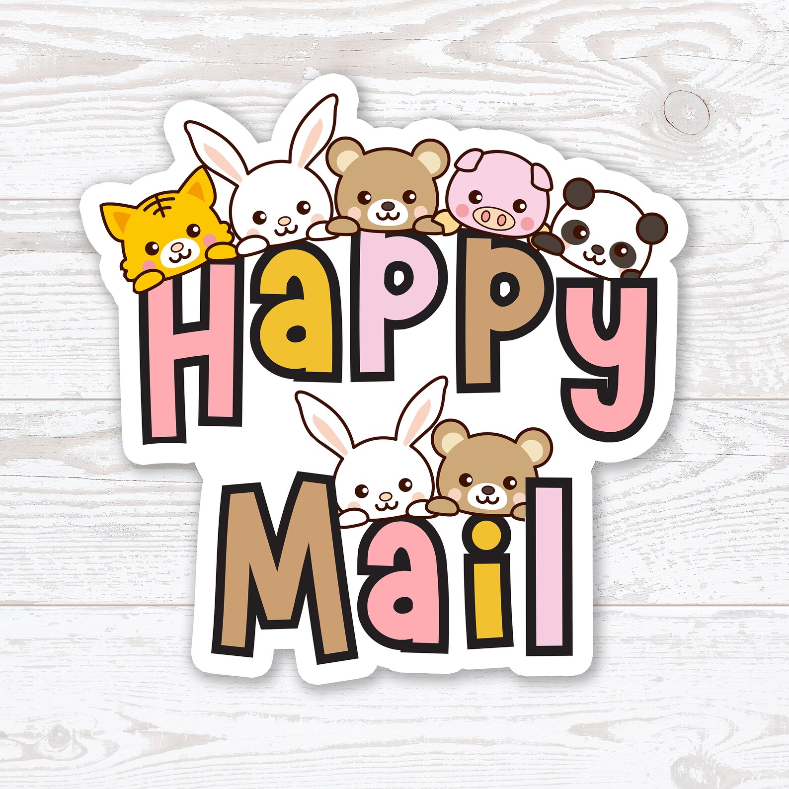 Cute Animal Happy Mail Sticker, Happy Mail Packaging Sticker, Mailing ...
