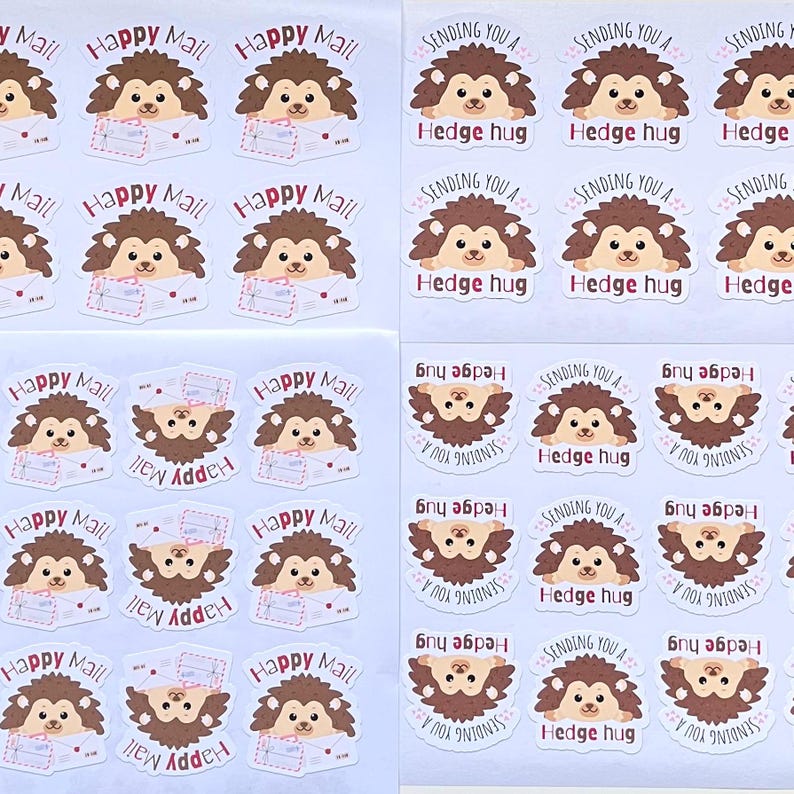 Happy Mail Packaging Label Sticker, Cute Hedgehog, Happy Mail Stickers ...