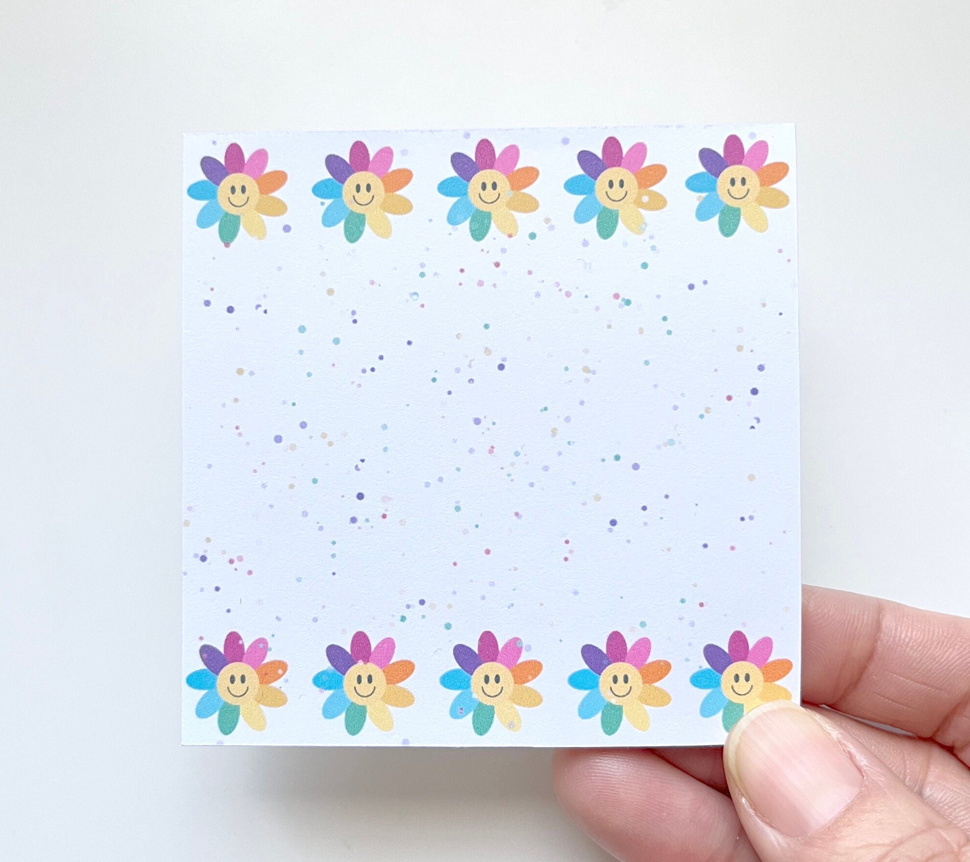 Rainbow Happy Face Memo Pad Happy Face Notepad Handmade Memo - Etsy