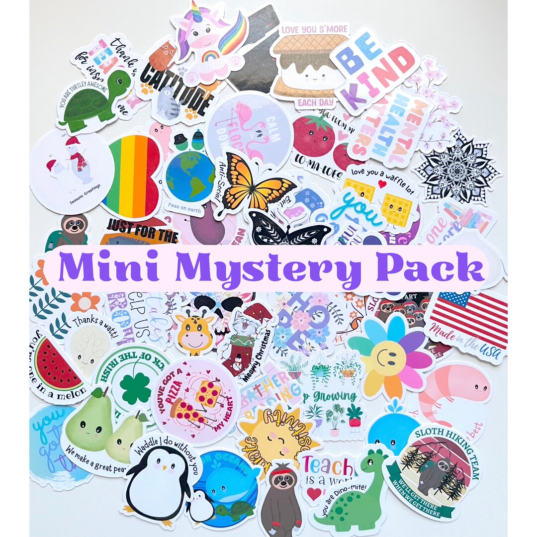 Mini Mystery Sticker Pack, Variety Sticker Pack, Mini Die Cut Sticker ...
