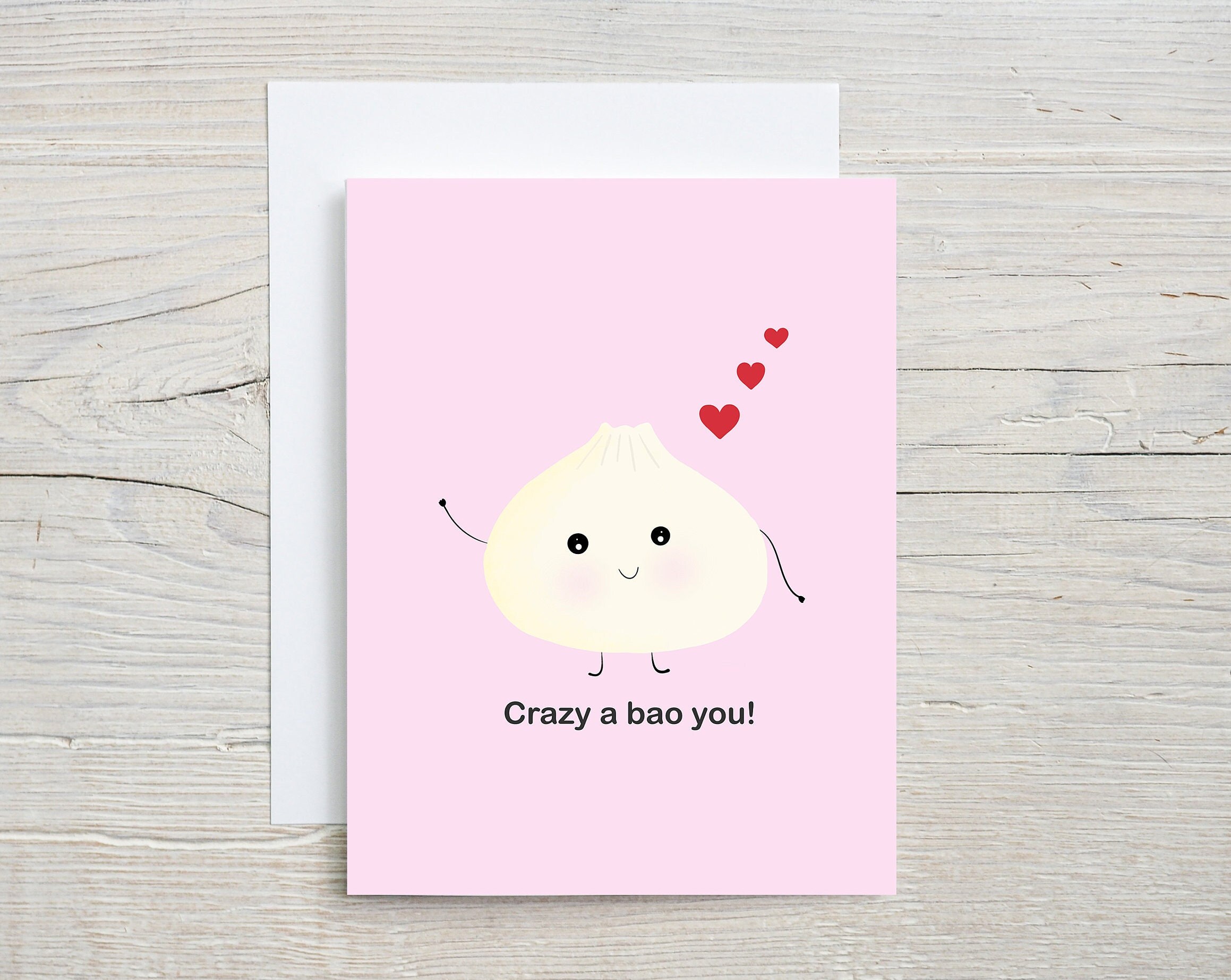 Crazy a Bao You Card Love Card Friendship Card Punny Card Food Pun Card ...