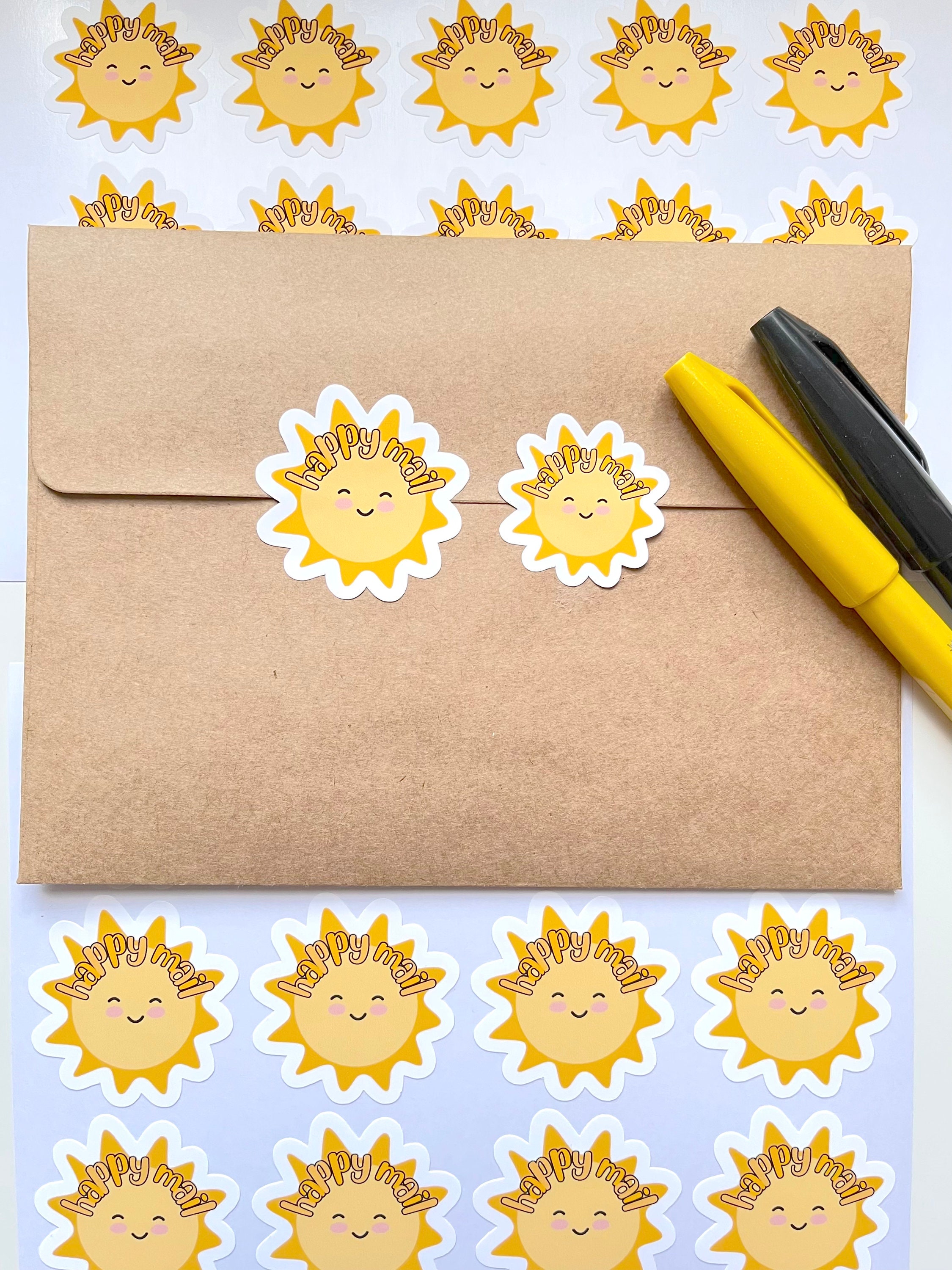 Happy Mail Sticker, Happy Mail Packaging Sticker, Sun Mailing Sticker ...