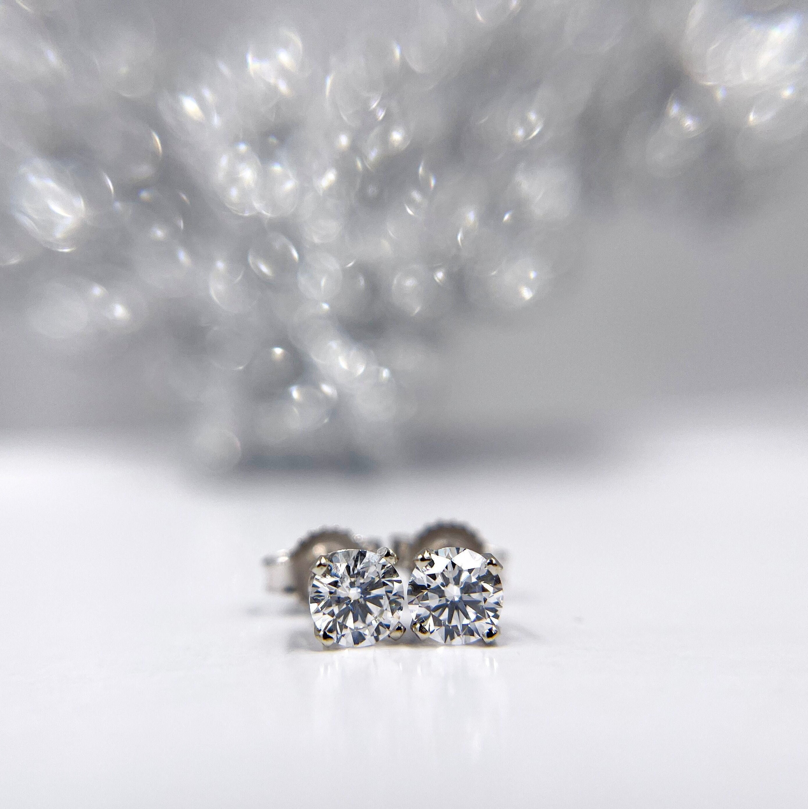 14k Gold Lab Diamond Stud Earrings | E-F Color, VS Clarity - Etsy