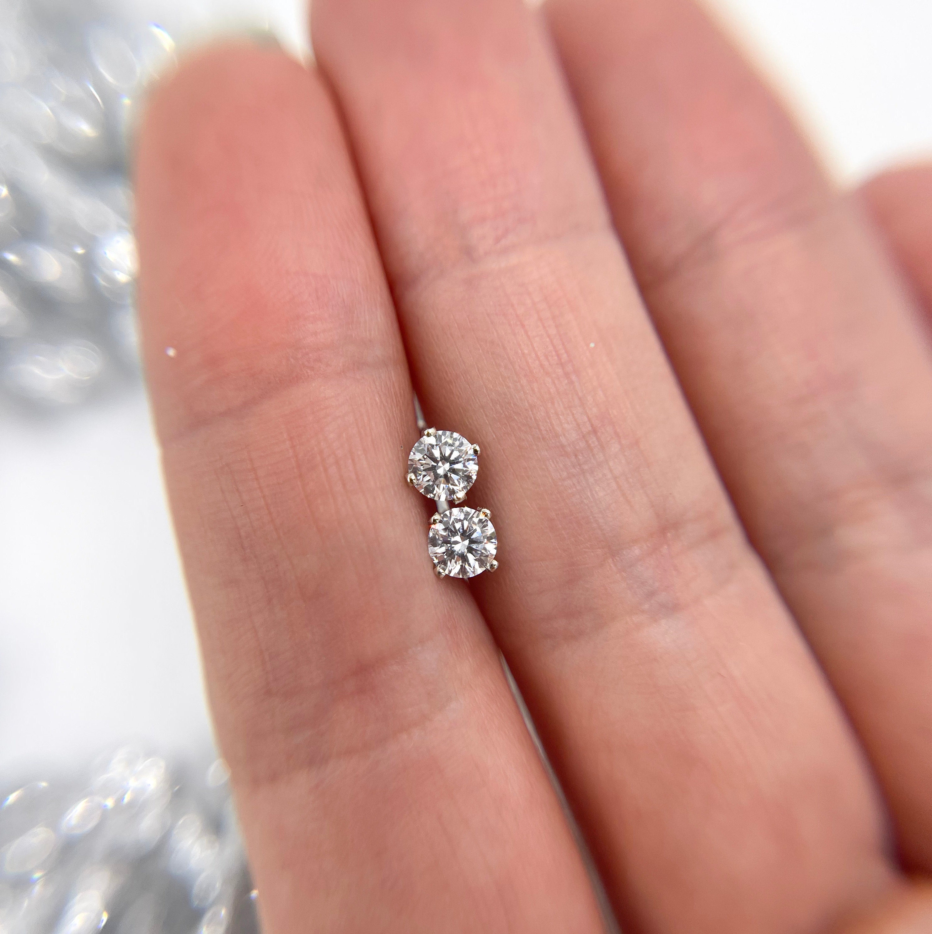 Lab Diamond Studs 14k Gold | Lab Created Diamond Stud Earrings | Lab ...