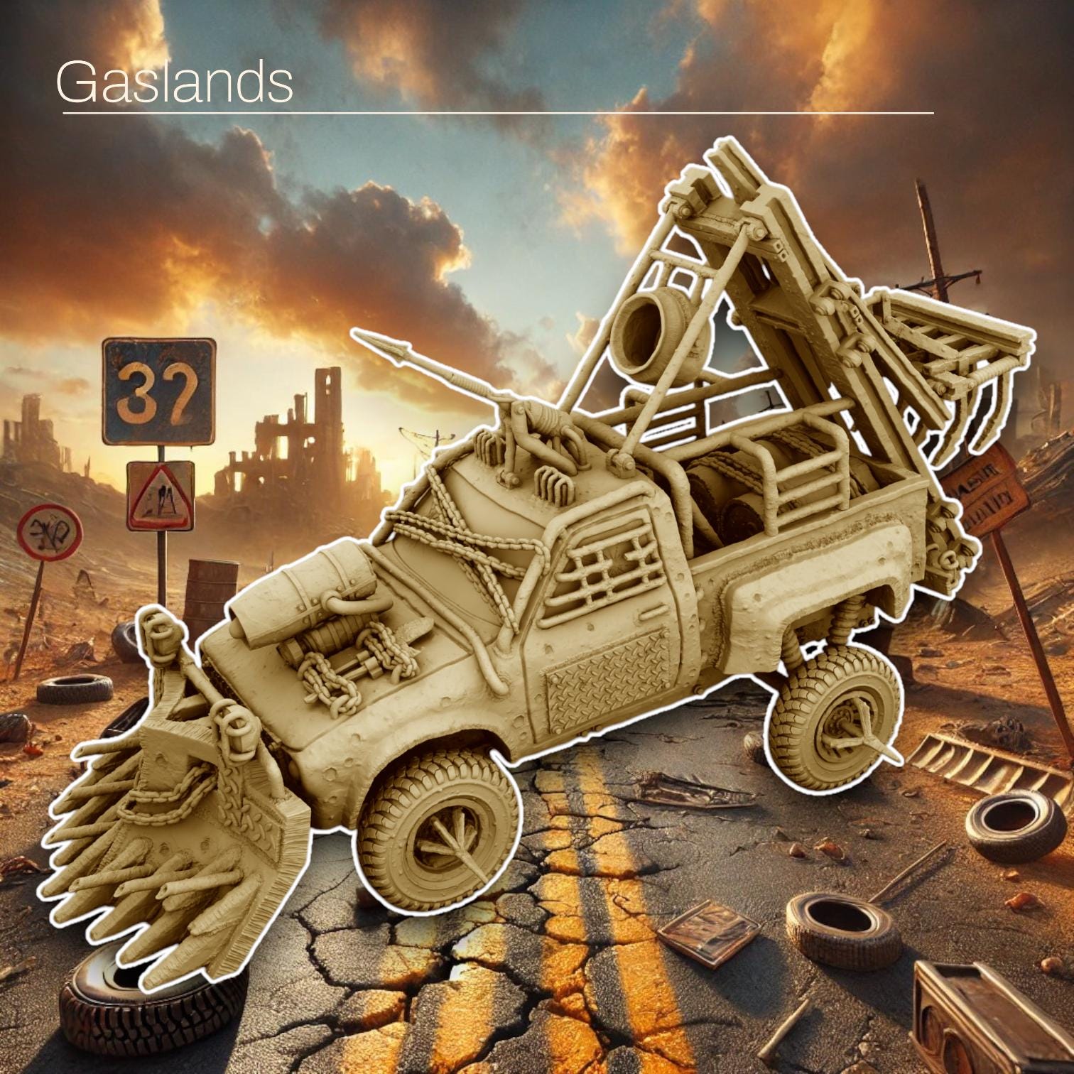 Apocalyptic Pickup Truck Gaslands 3D Printed Resin Car for Epic Racing ...