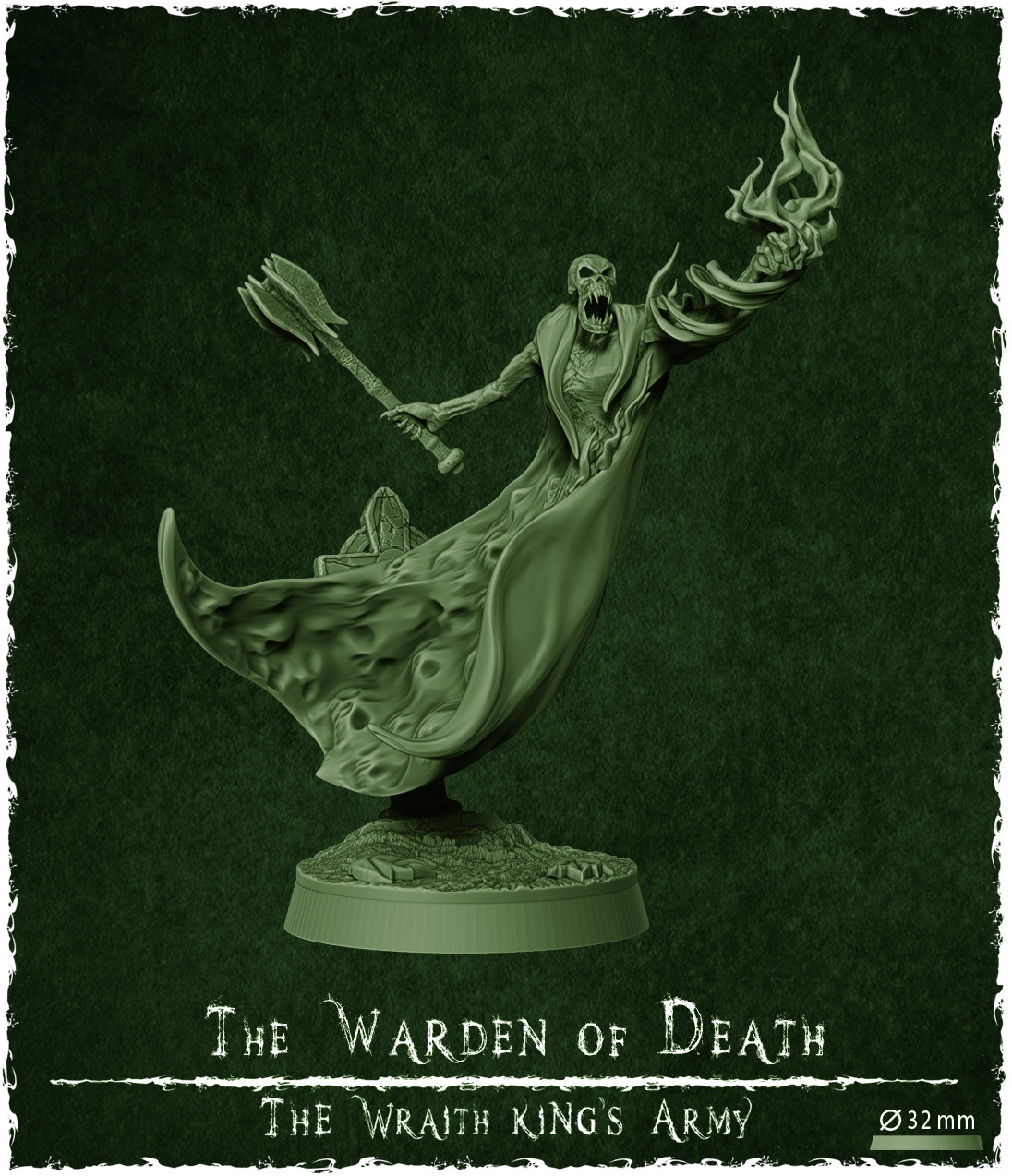 Warden Death the Wraith Kings Army 3D Printing | Undead Miniature for ...