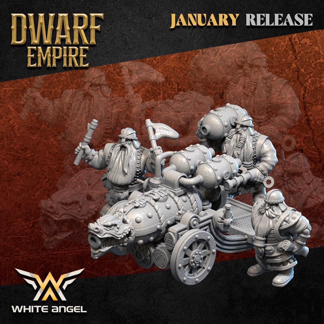 Dwarf Flame Cannon Dwarf Empire White Angel Miniatures - Powerful ...