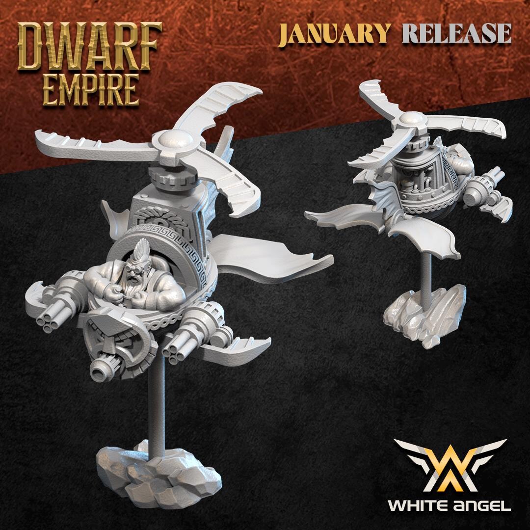 Gyro Dwarf Empire White Angel Miniatures - Flying War Machine for ...