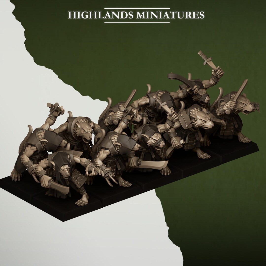 Sewer Vermin Thugs– Highlands Miniatures – Sewer Vermin for Wargames ...