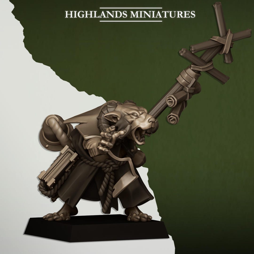 Sewer Vermin Warlock – Highlands Miniatures – Sewer Vermin for Wargames ...