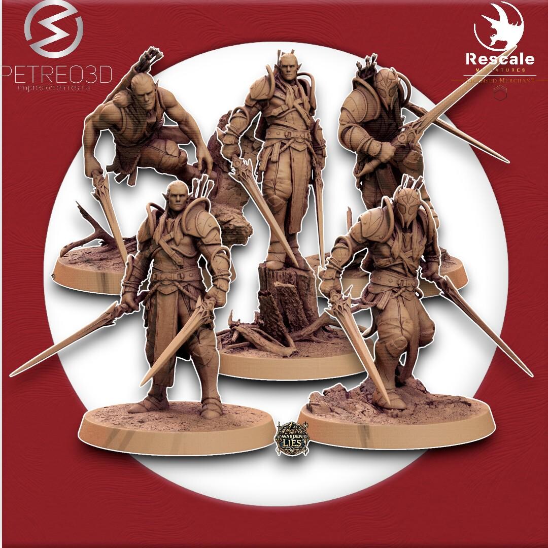 Moon Elf Sentinel Dual Sword- Rescale Miniatures Warden of Lies ...