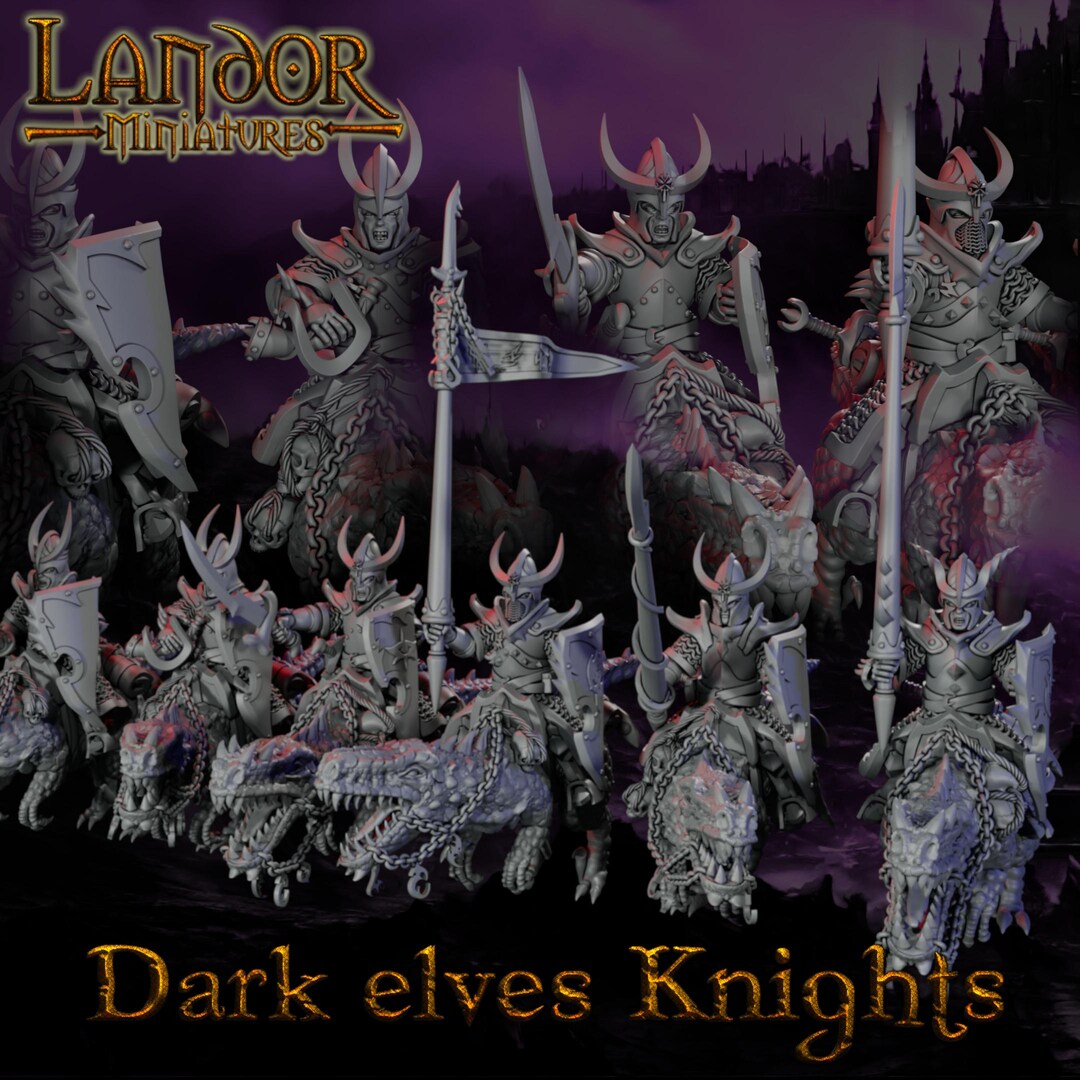 Dark Elves Knights – Landor Miniatures – Dark Elven Knights – Premium ...