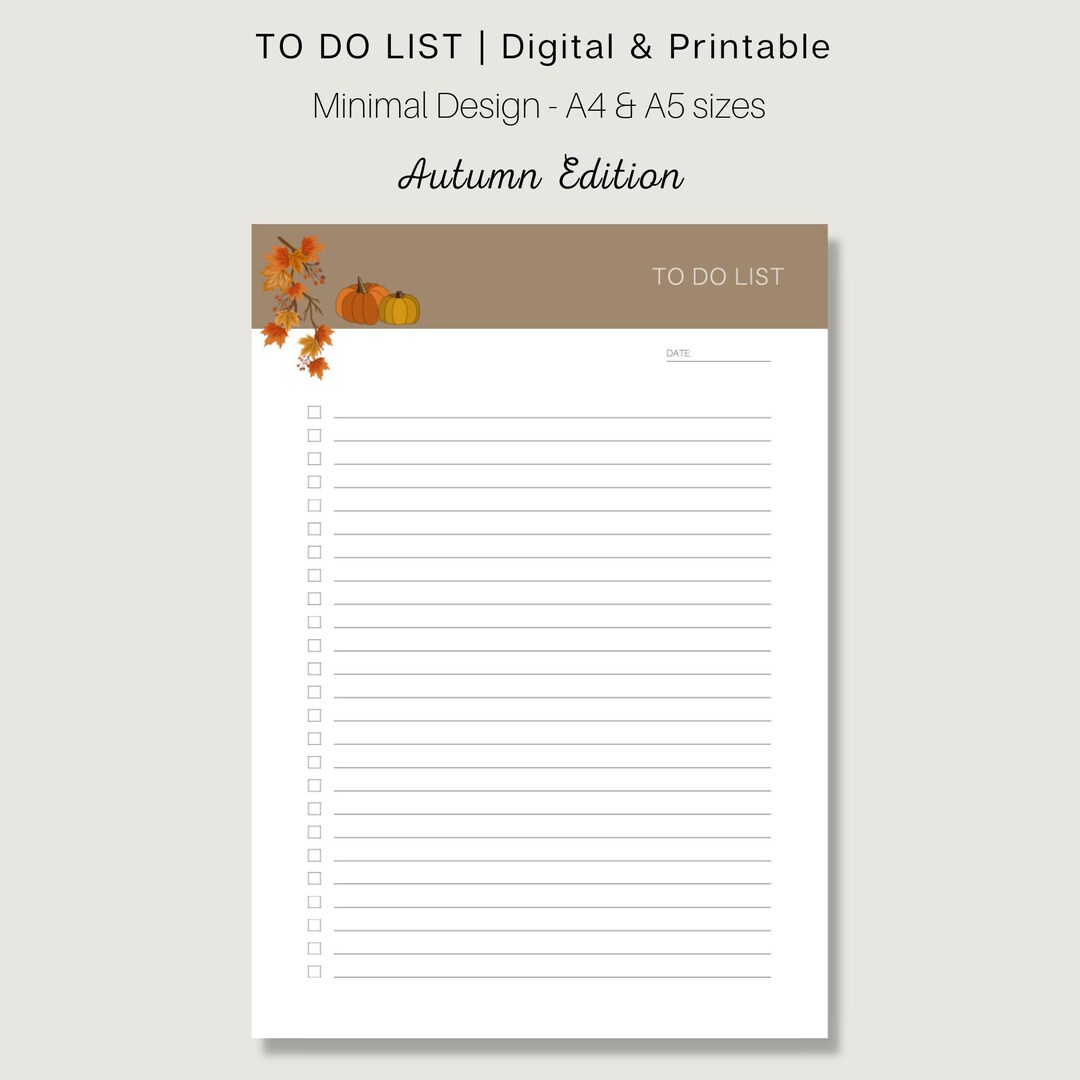 Minimal to Do List - AUTUMN EDITION | Digital & Printable - Etsy