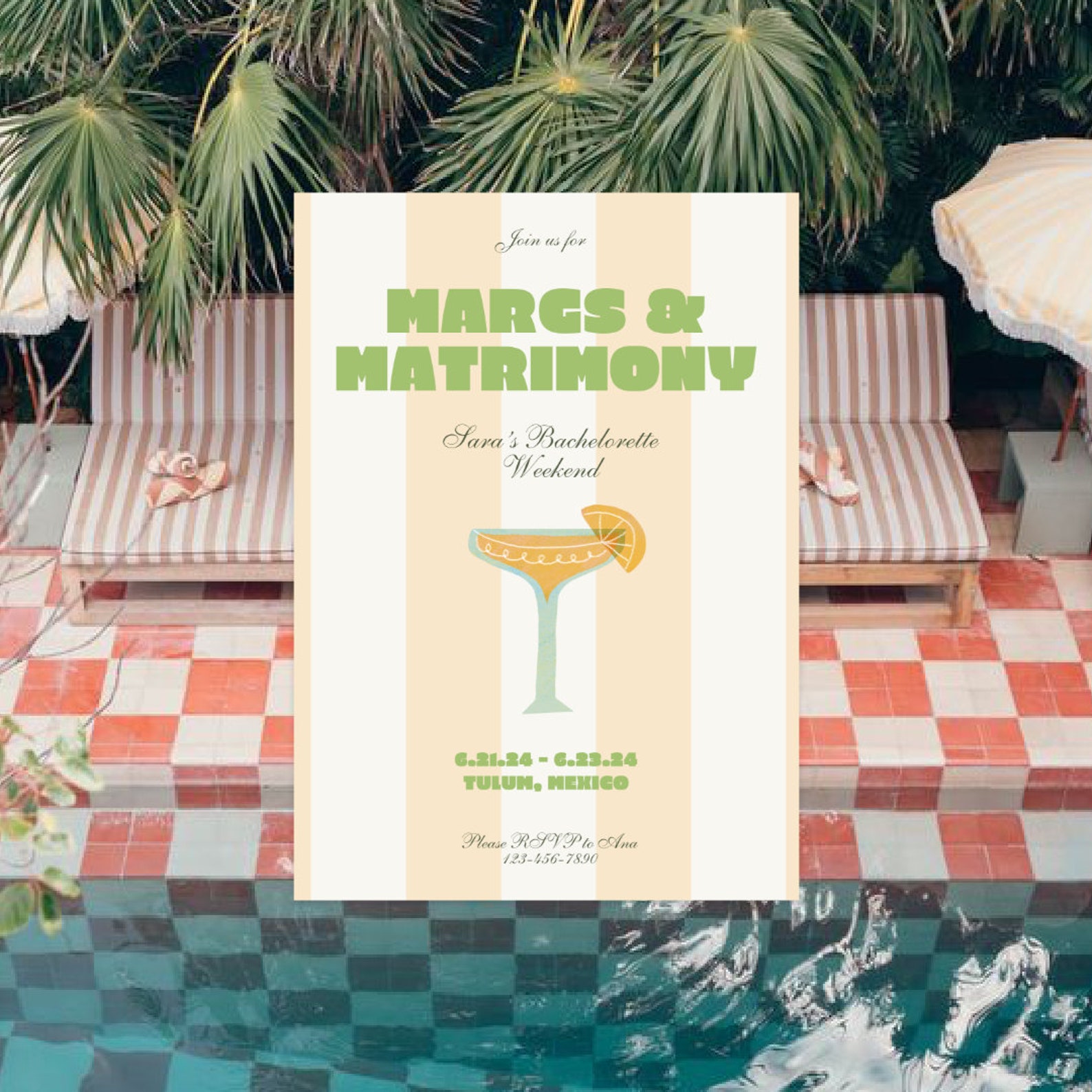 Margs and Matrimony | Bachelorette Invitation, Itinerary, Name Cards ...