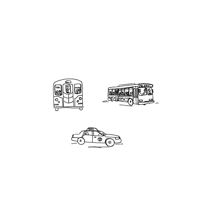 Transportation Icons, Mta/path Train/subway, Bus, and Taxi *digital ...