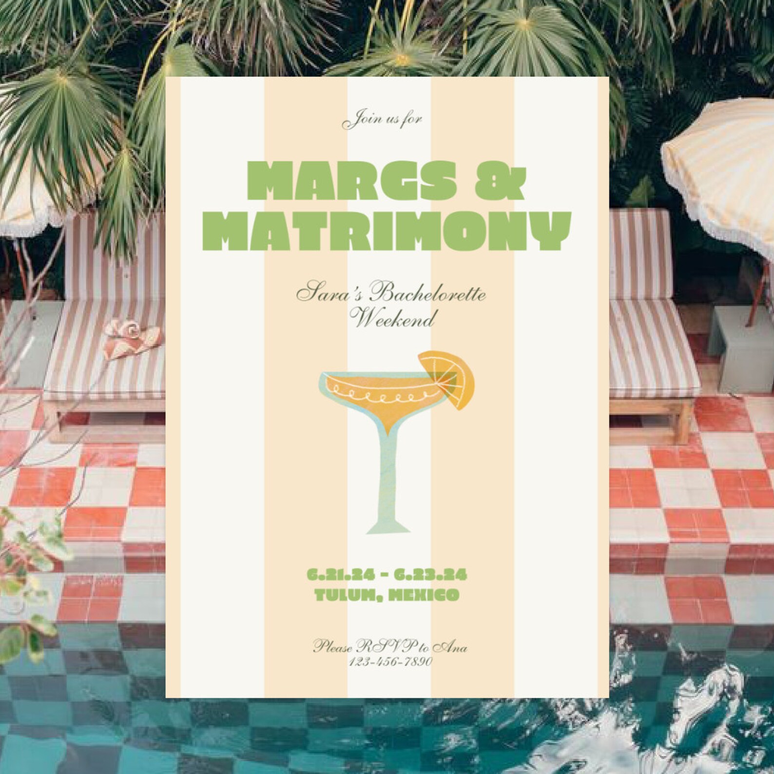 Margs and Matrimony | Bachelorette Invitation, Itinerary, Name Cards ...