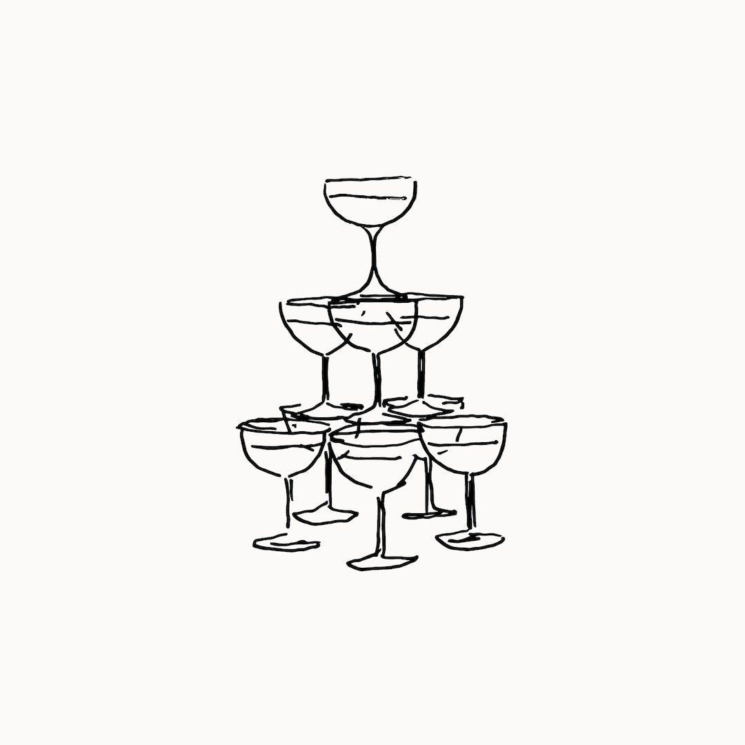 Champagne Tower Illustration, Digital File, Wedding Bar Menu - Etsy