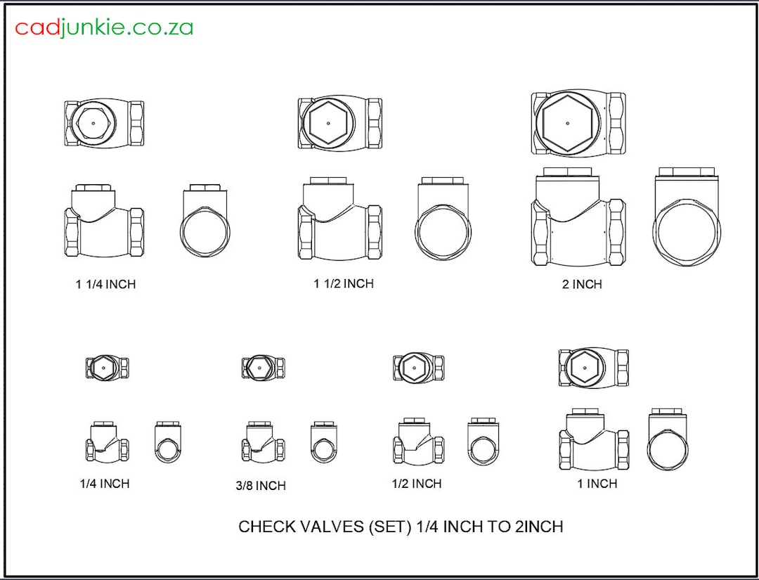 Autocad Blocks | Crane Check Valves | D138 Set (1/4 Inch to 2 Inch) - Etsy